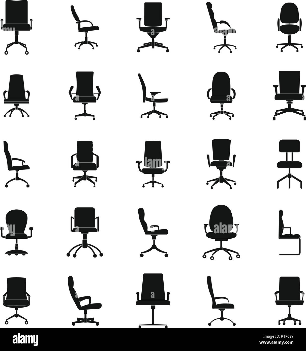 Office chair icons set. Simple illustration of 25 office chair vector ...
