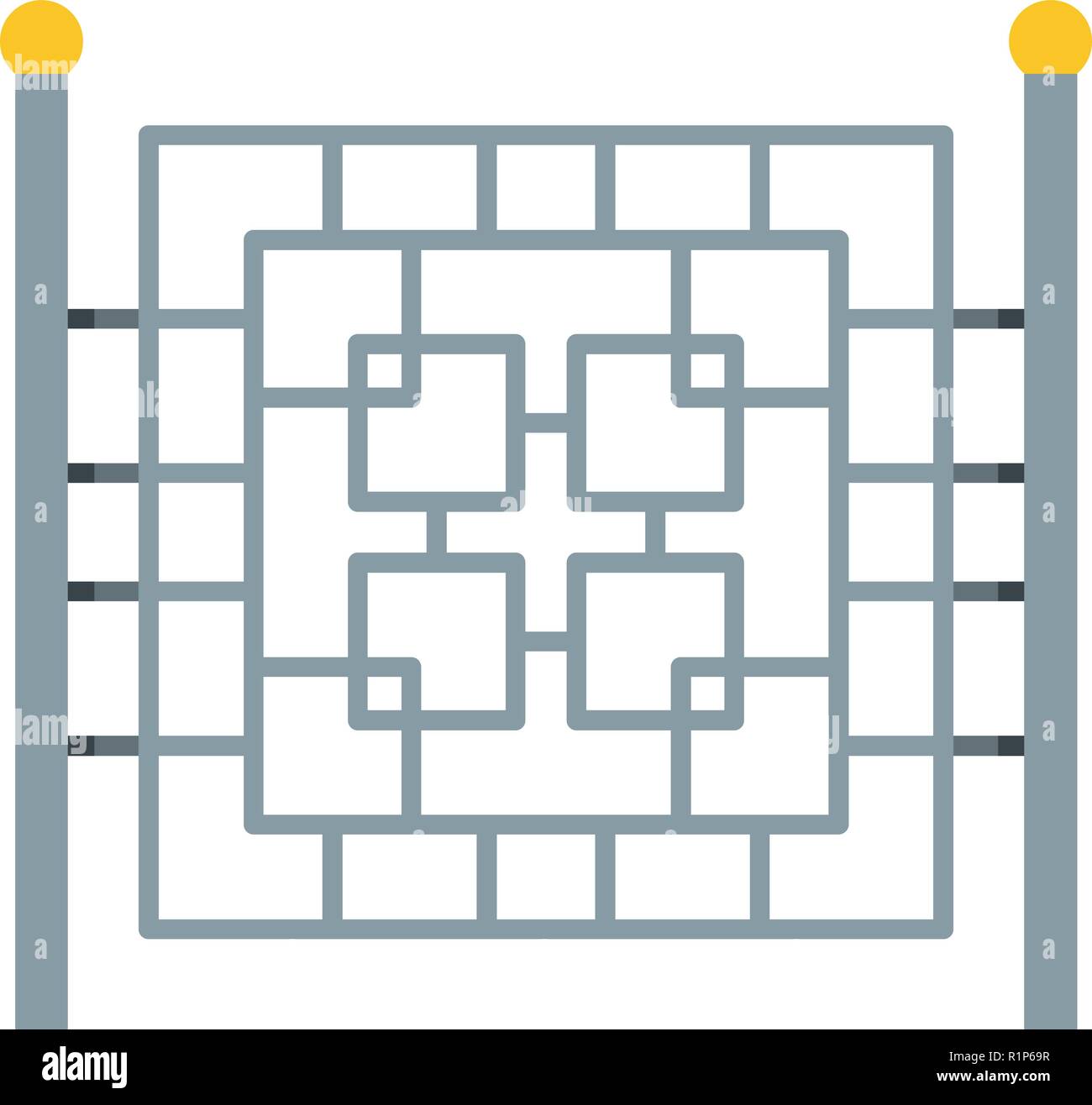 fence with metal square icon. Flat illustration of fence with metal ...