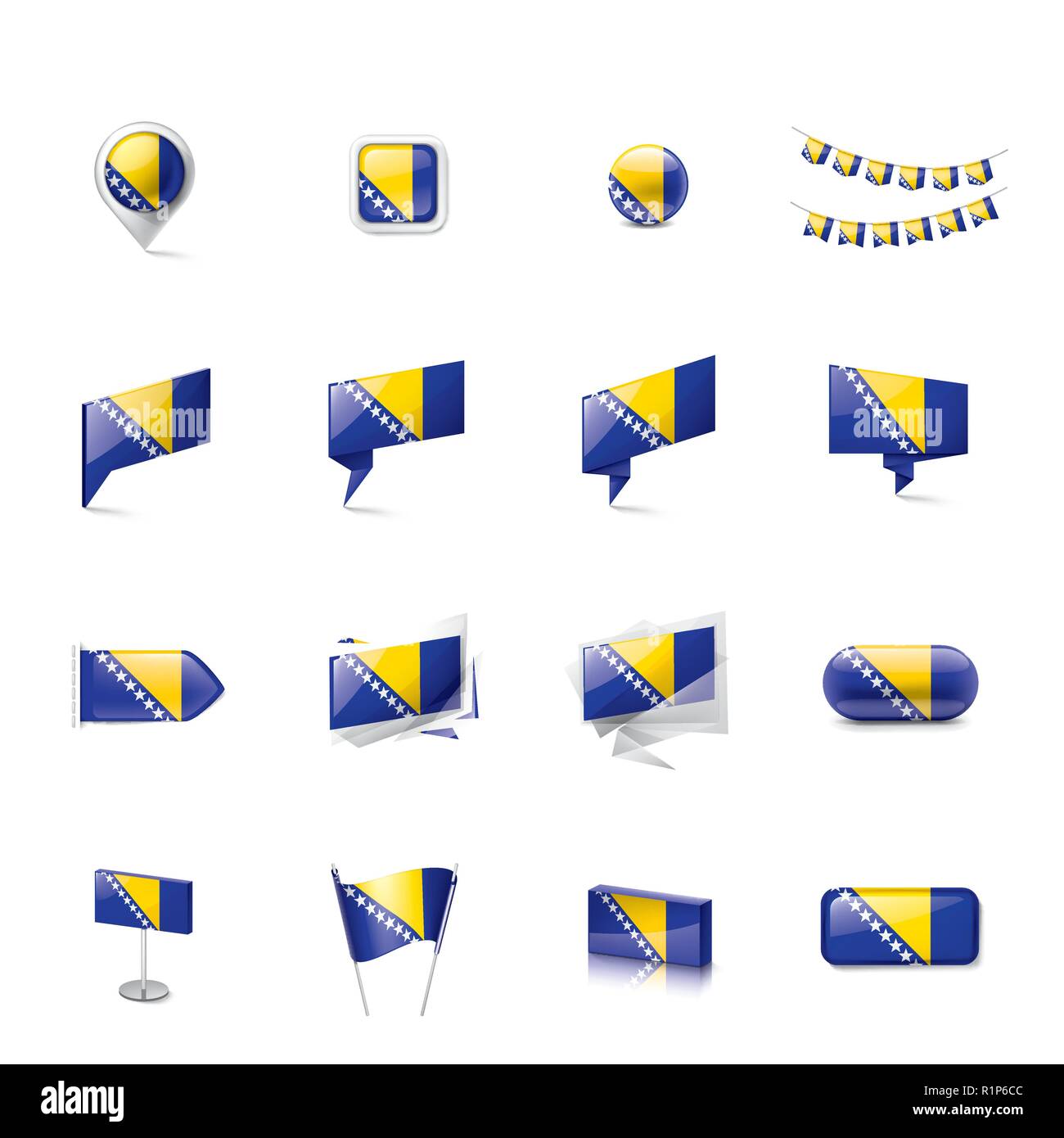 Bosnia and Herzegovina flag, vector illustration on a white background ...