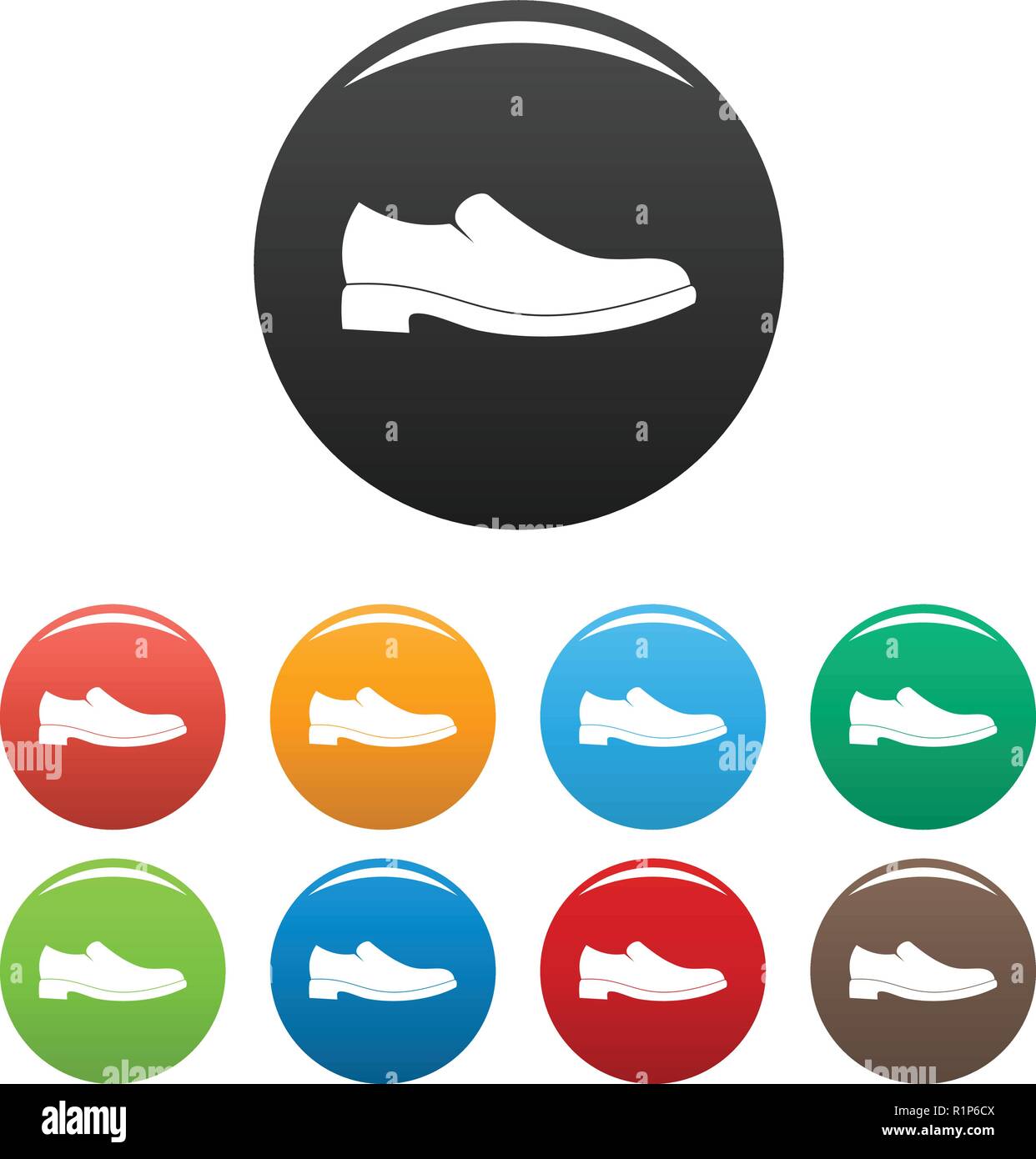 Men shoe icons set in simple style many color circle isolated on white ...