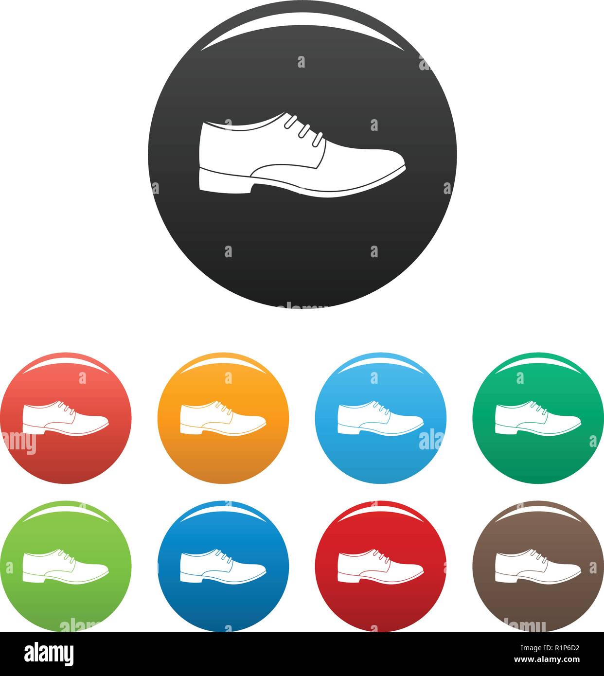 Men shoe icons set in simple style many color circle isolated on white ...