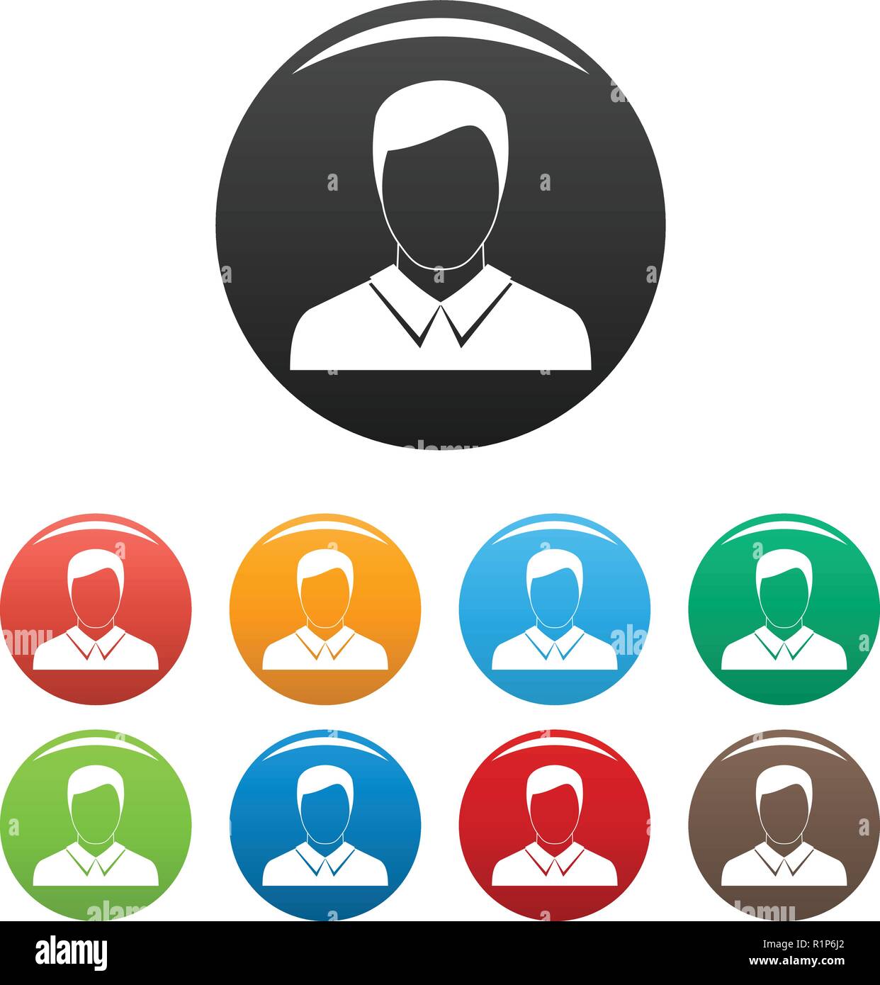 Man avatar icons set in simple style many color circle isolated on ...