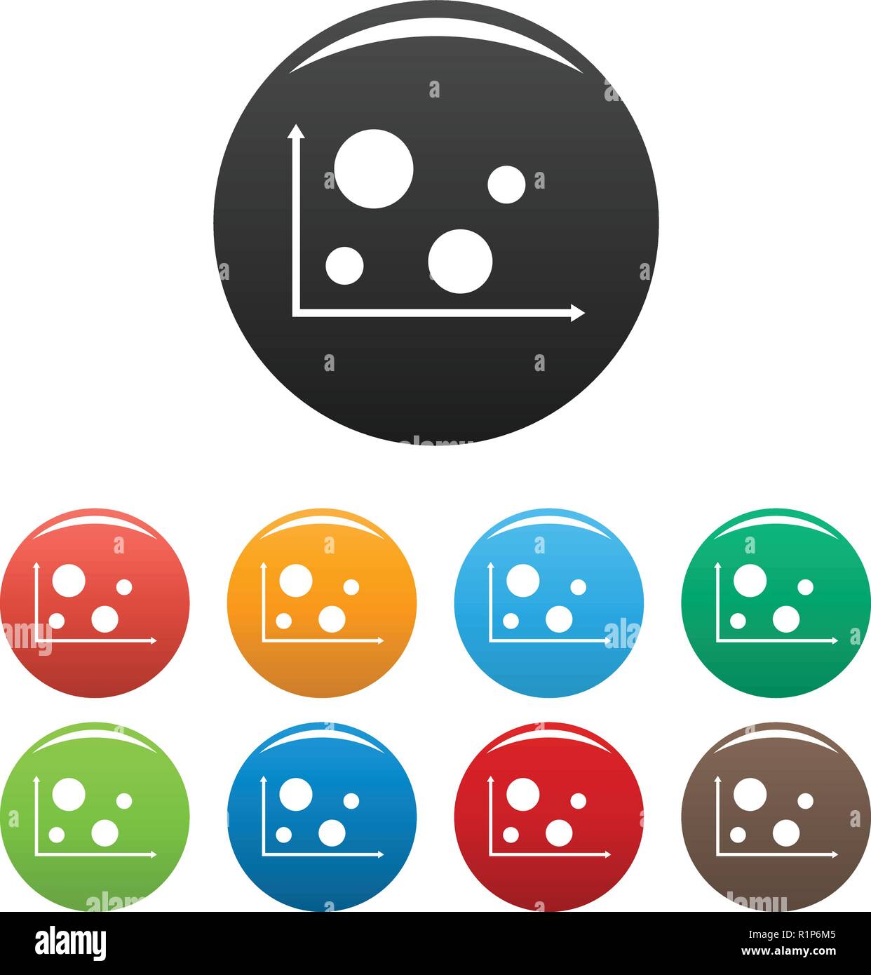 Finance diagram icons set in simple style many color circle isolated on ...