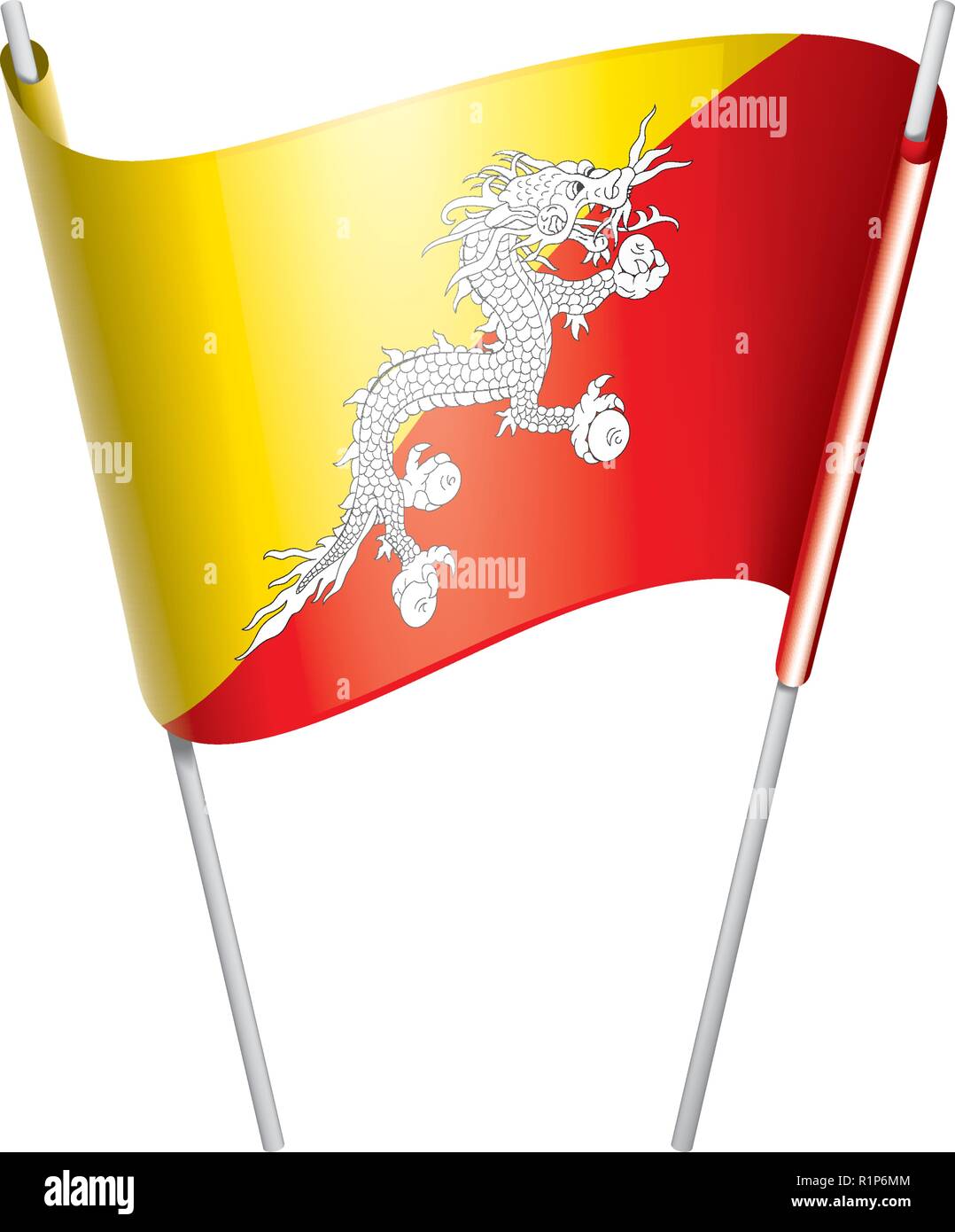 Bhutan flag, vector illustration on a white background Stock Vector ...