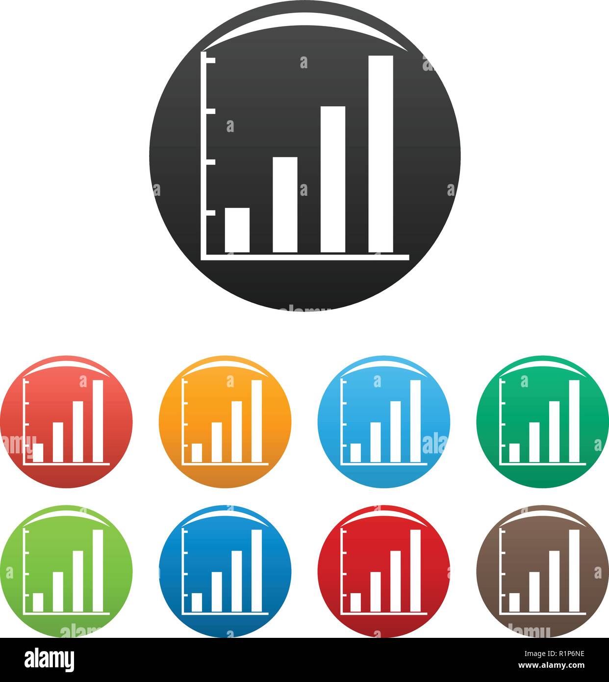 Finance chart icons set in simple style many color circle isolated on ...