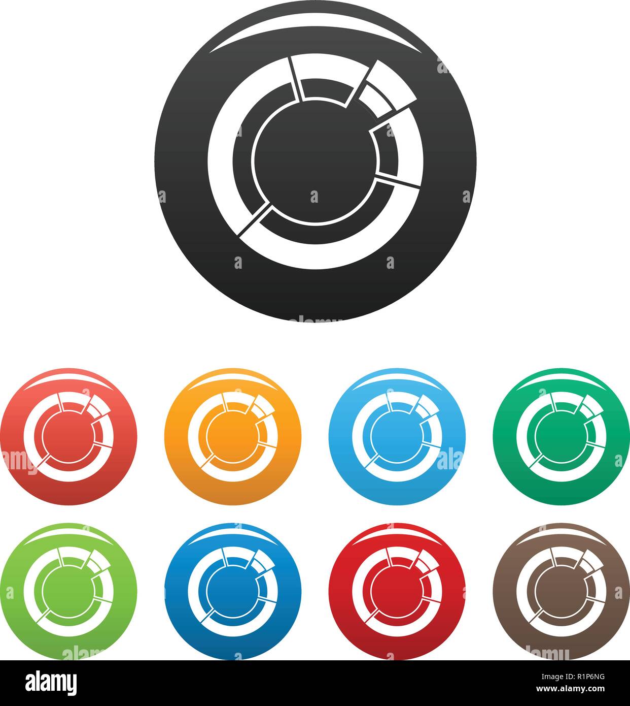 Circle chart icons set in simple style many color circle isolated on ...