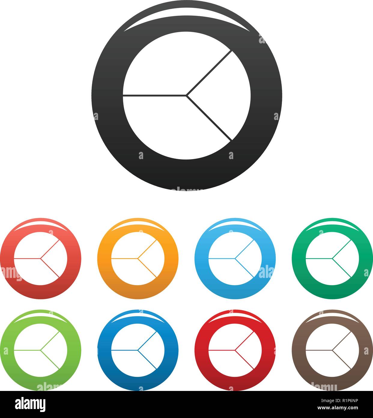 Circle graph icons set in simple style many color circle isolated on ...