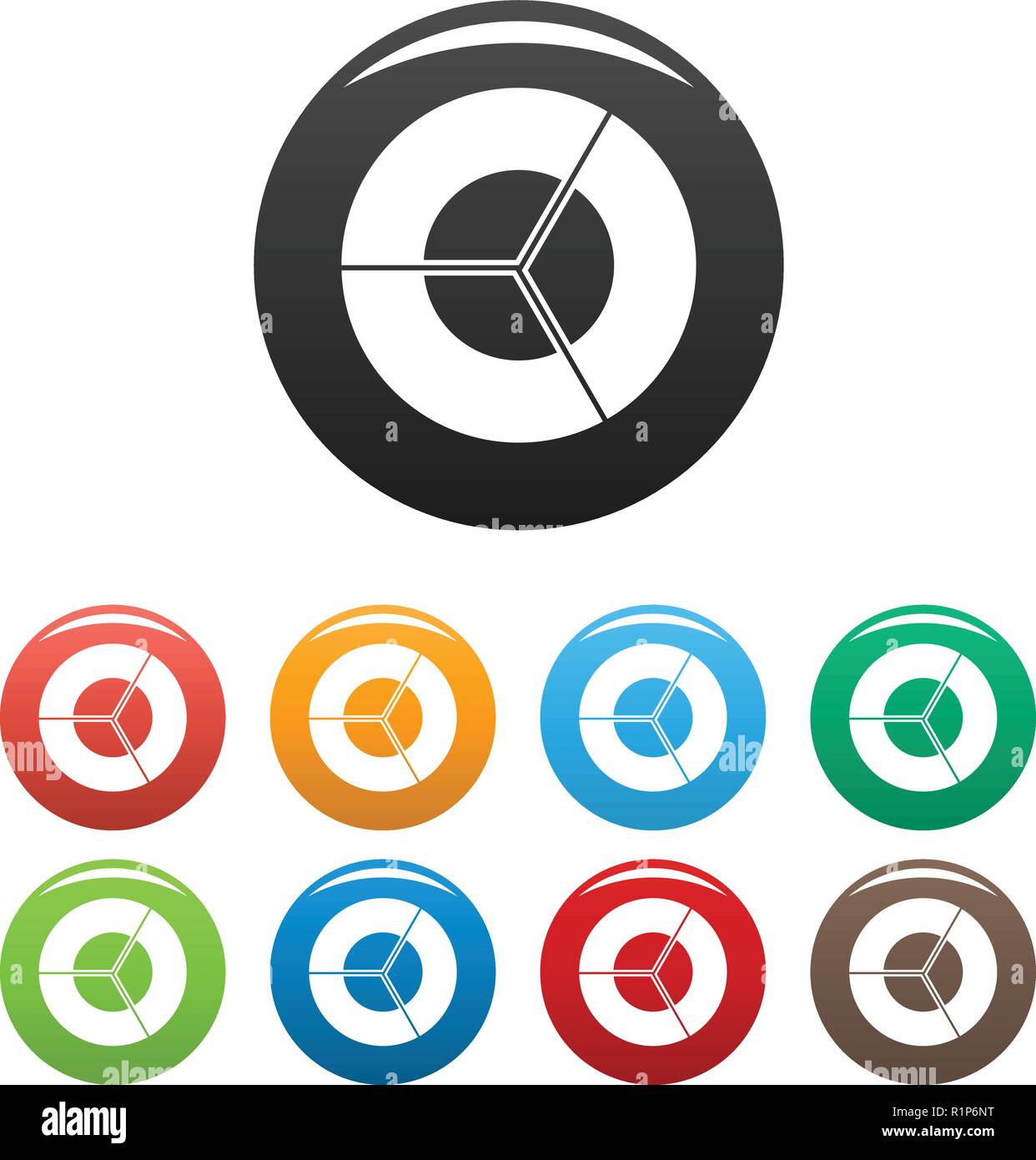 Circle diagram icons set in simple style many color circle isolated on ...