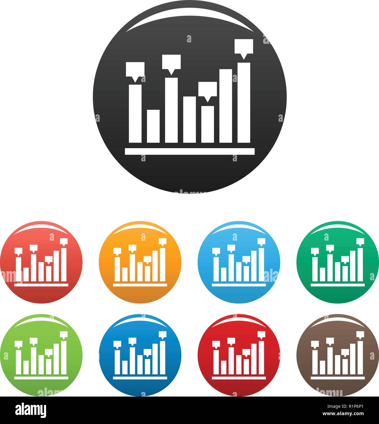 New chart icons set in simple style many color circle isolated on white ...
