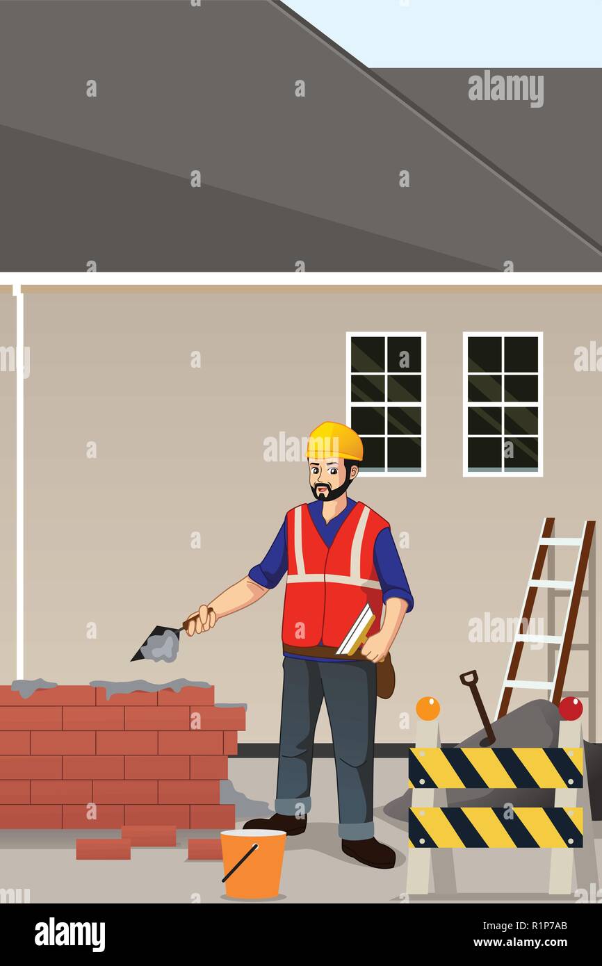 A vector illustration of Working Construction Worker Stock Vector Image ...