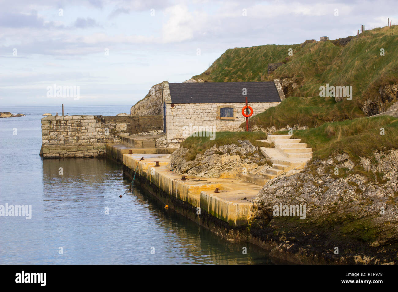 The small harbor at Ballintoy on the North Antrim Coast of Northern ...