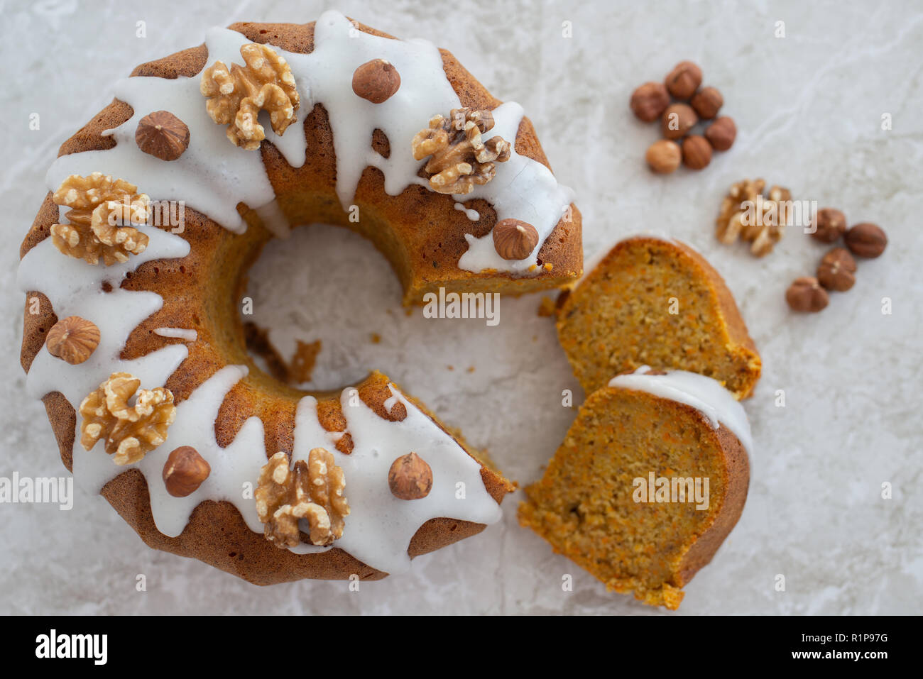 carrot walnut sponge cake Stock Photo - Alamy