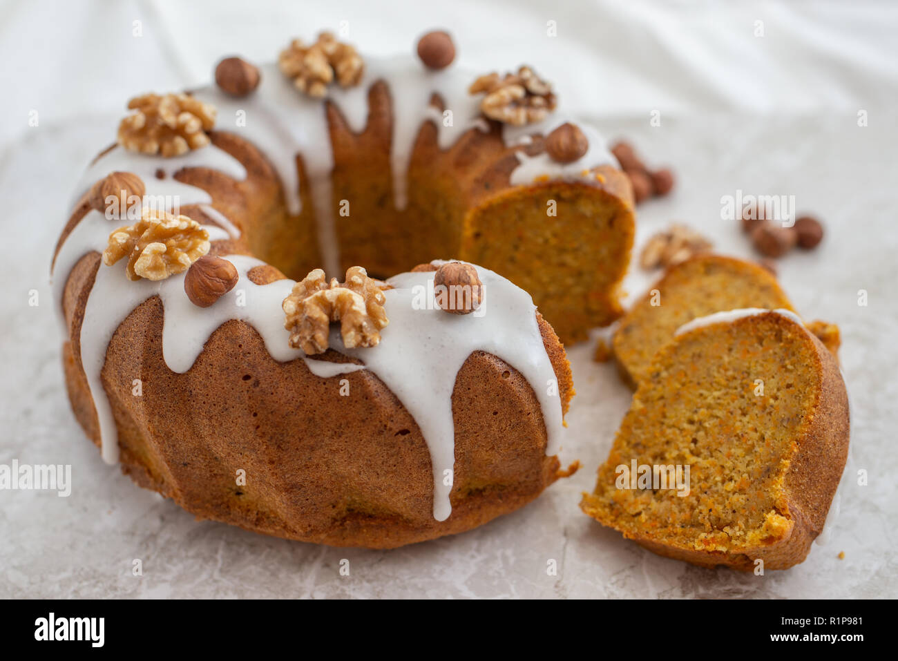 carrot walnut sponge cake Stock Photo - Alamy