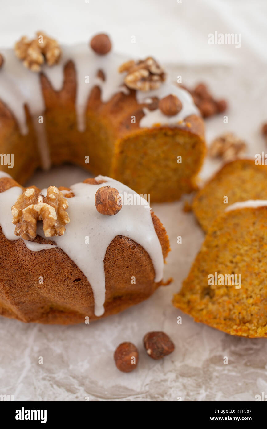 carrot walnut sponge cake Stock Photo - Alamy