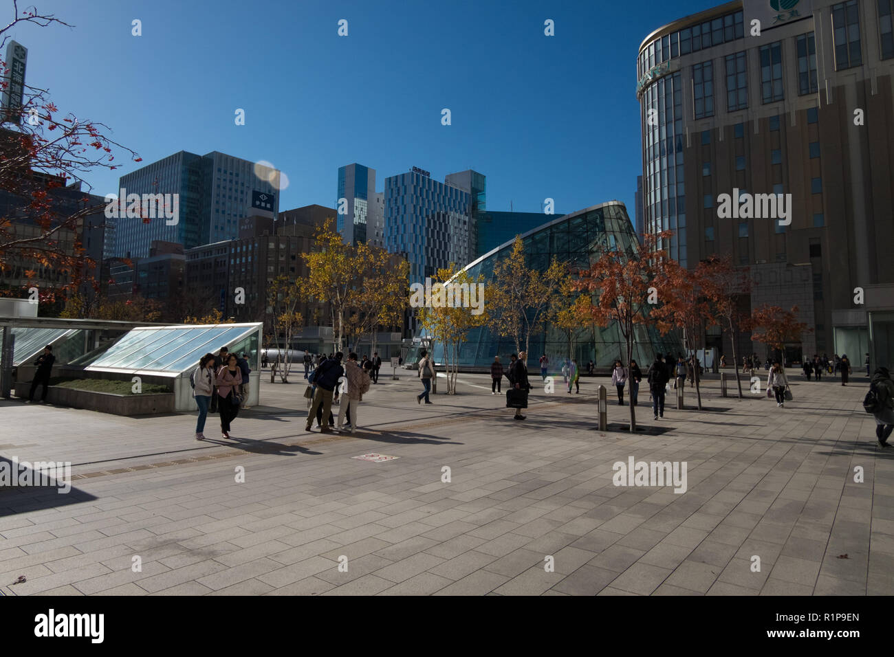 Outside the South entrance of the Sapporo train station in fall Stock ...