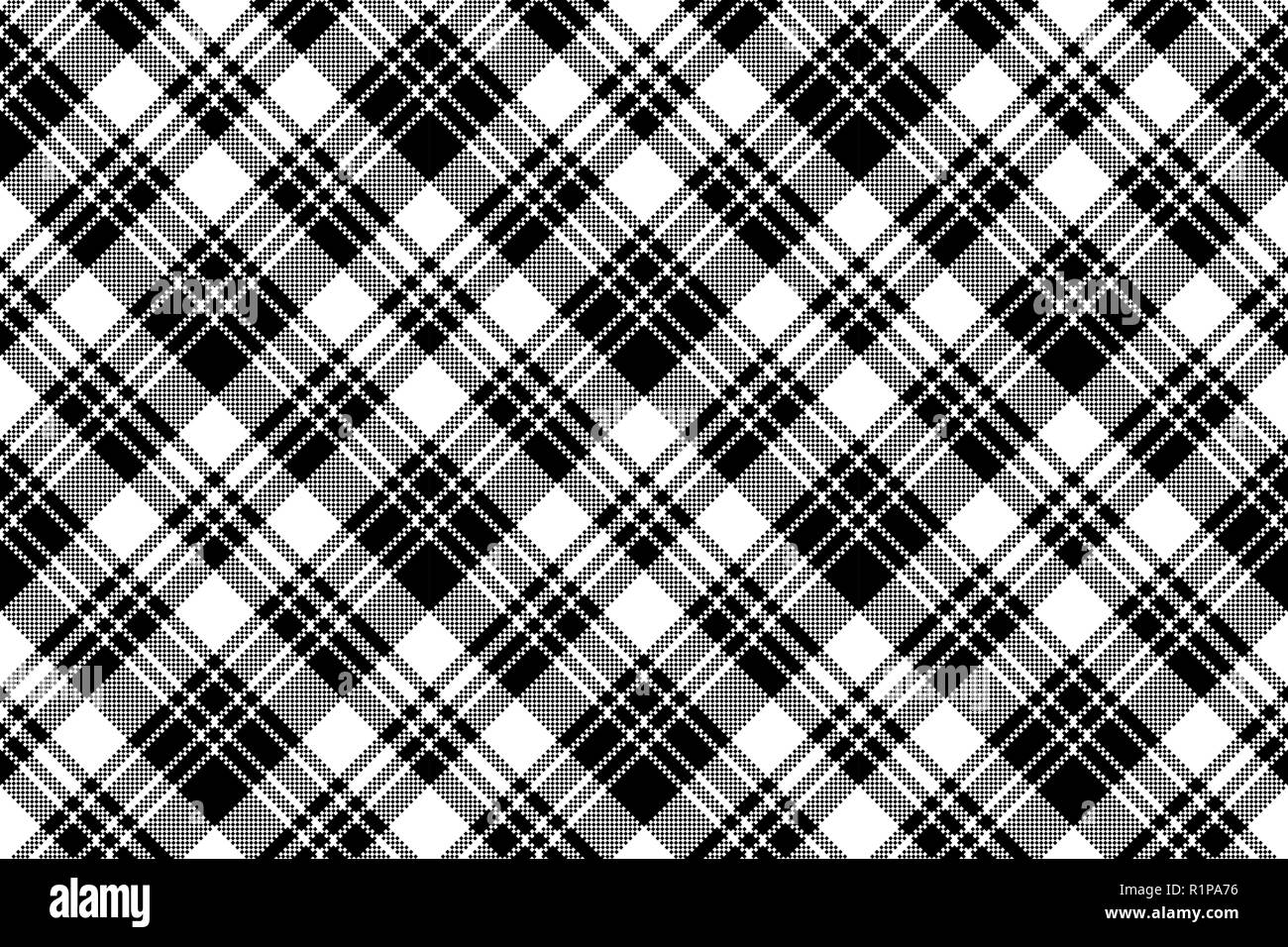 Pixel check fabric texture black white seamless pattern. Vector ...