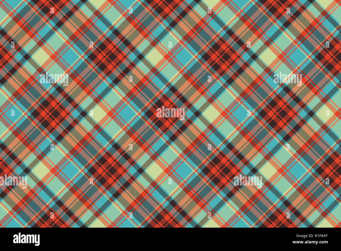 Pop art color check plaid pixel seamless fabric texture. Vector ...