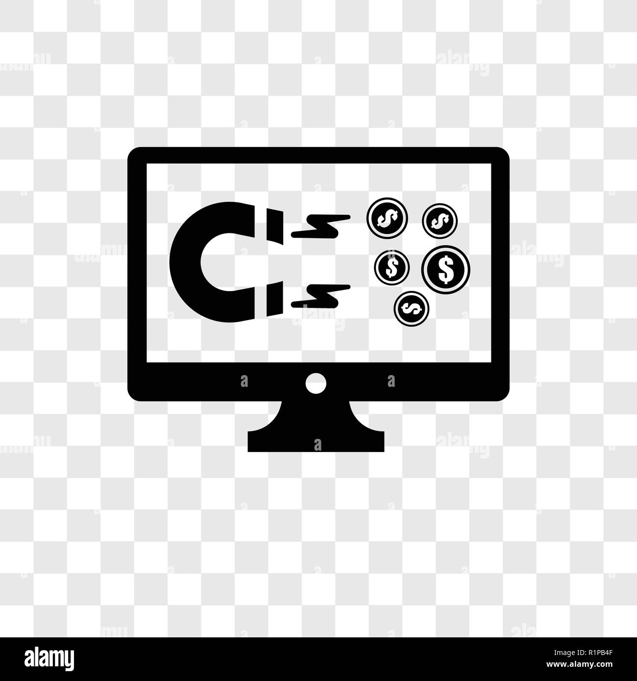 Monitor vector icon isolated on transparent background, Monitor ...