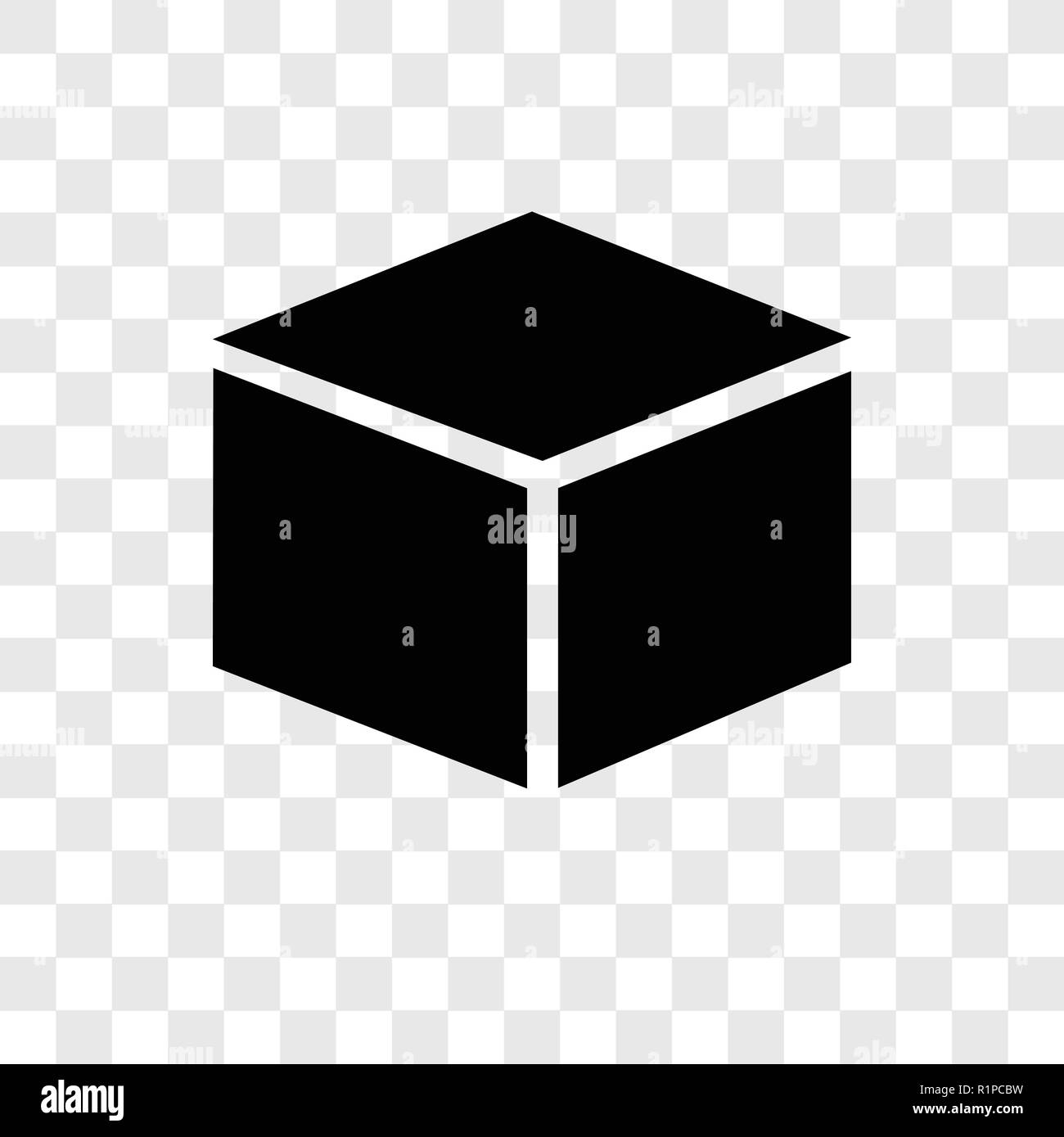 Cube vector icon isolated on transparent background, Cube transparency ...