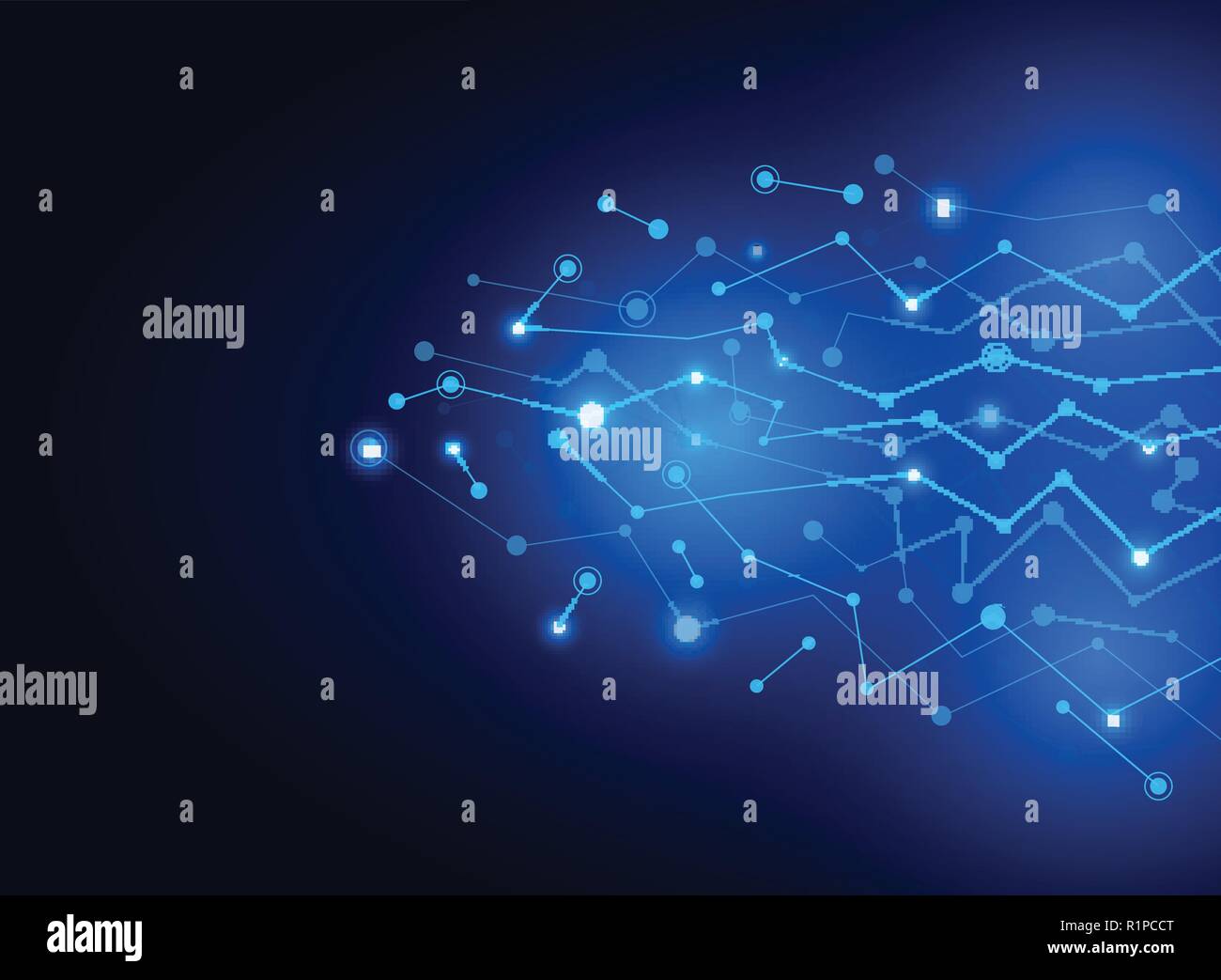 Abstract Connecting Dots And Lines Molecule Dark Blue Background