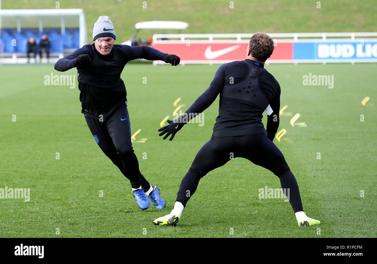 England's Wayne Rooney and Kyle Walker during the training session at ...