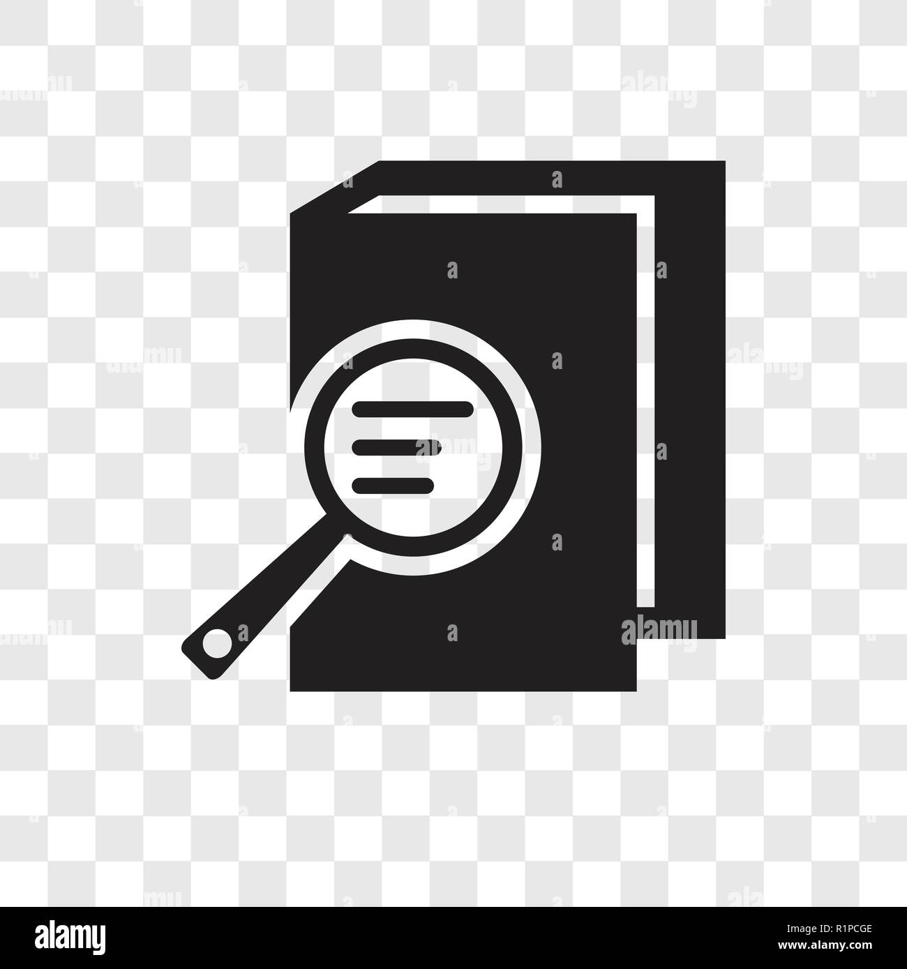 Book and magnifying vector icon isolated on transparent background ...