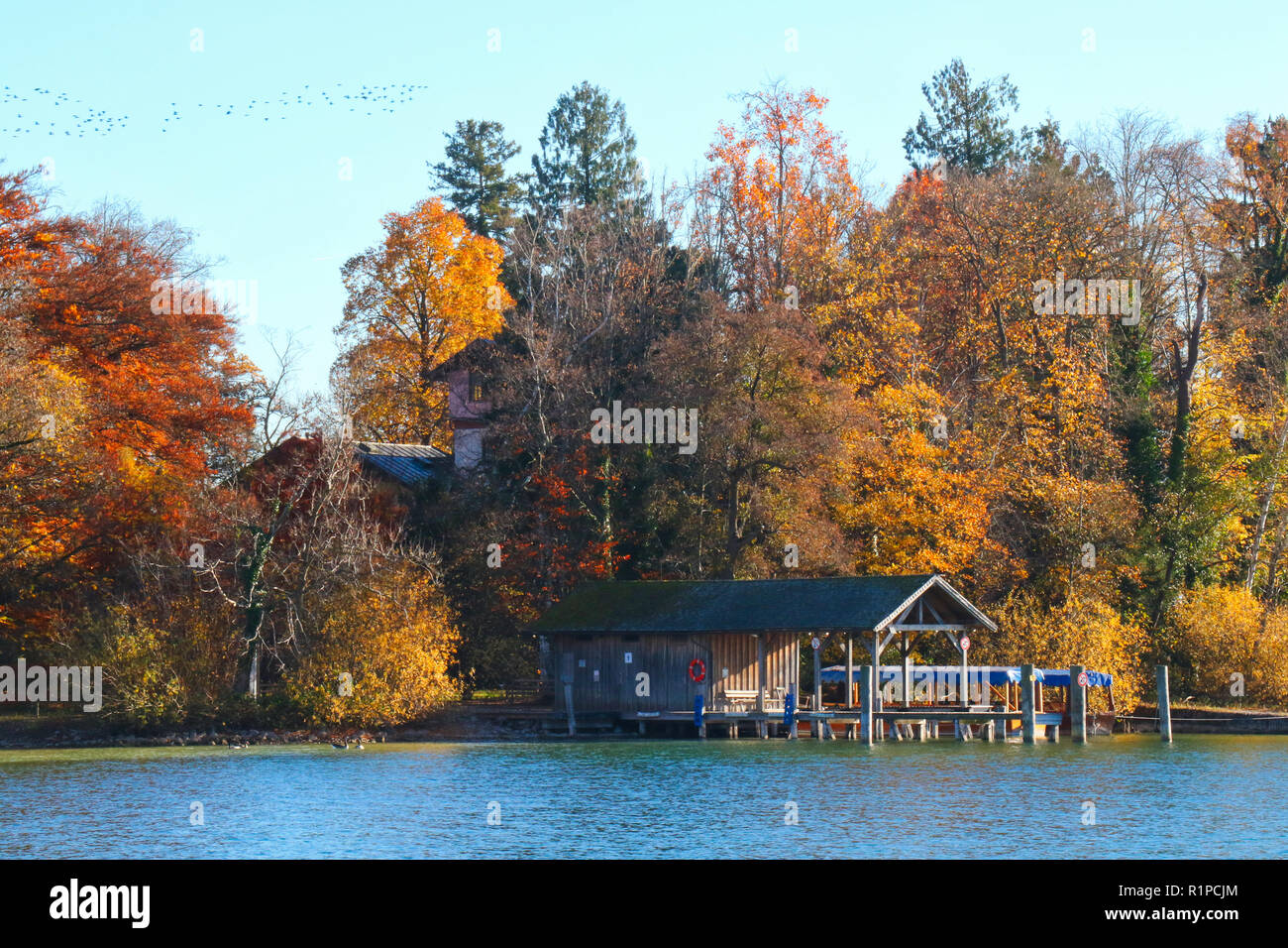 Lakeside view in Autumn Stock Photo - Alamy