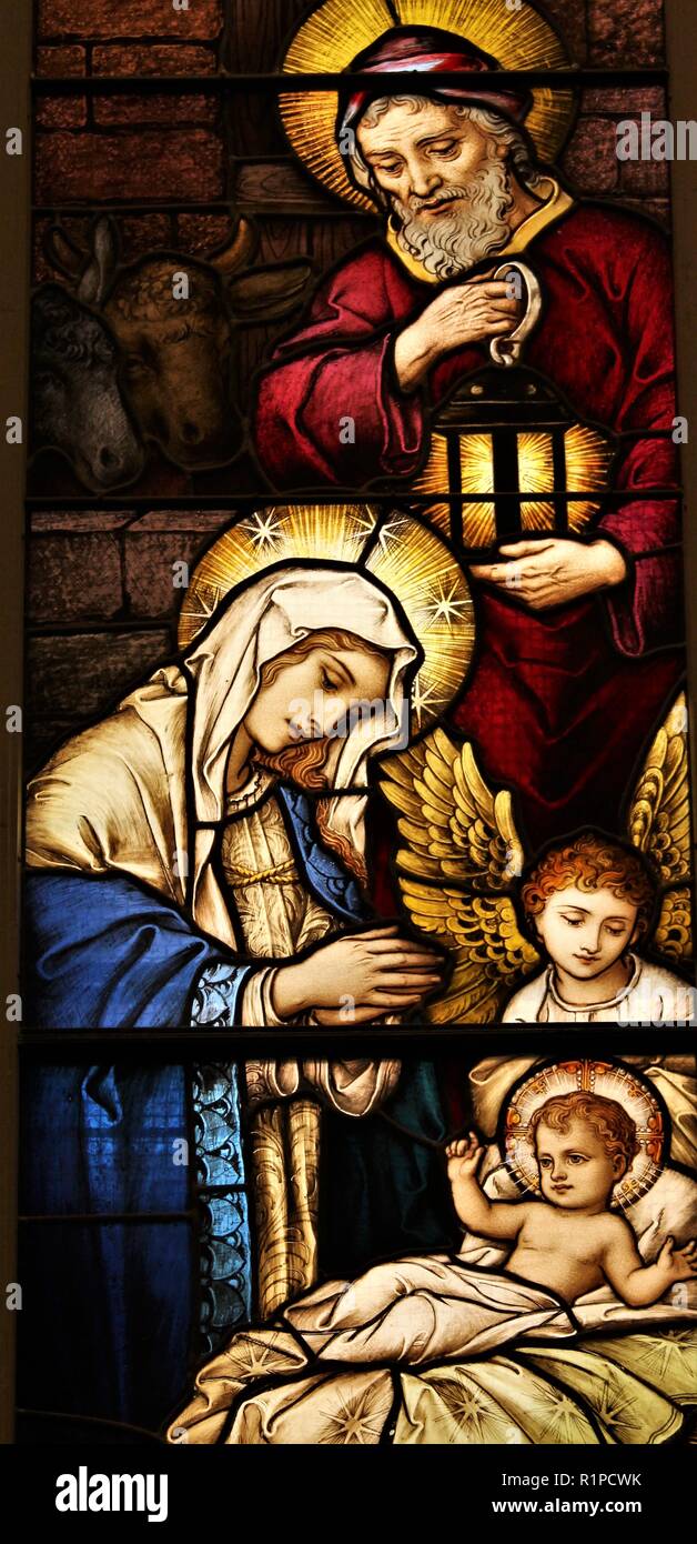 Basilica nativity stained glass hi-res stock photography and images - Alamy