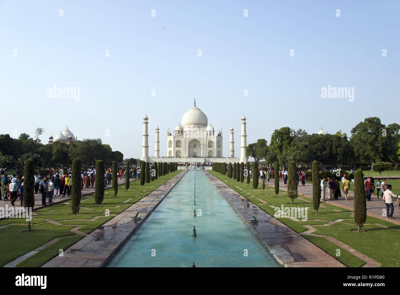 The Taj Mahal is a white marble mausoleum in Agra, India built by ...