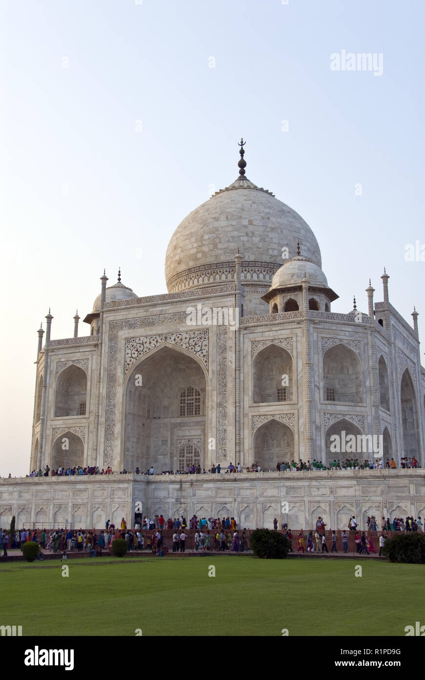 The Taj Mahal is a white marble mausoleum in Agra, India built by ...