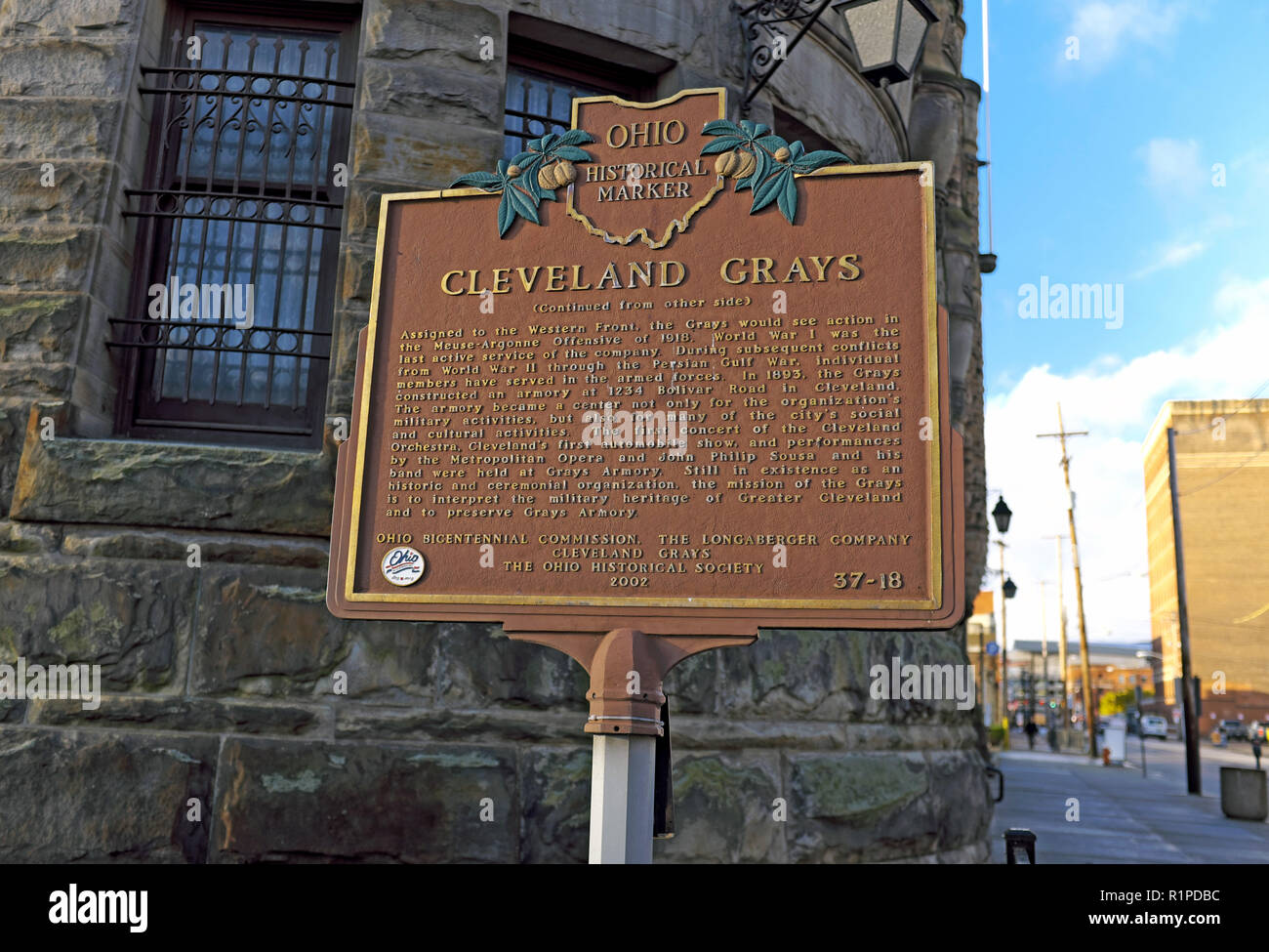 Cleveland Grays historic marker in front of the historic landmark ...
