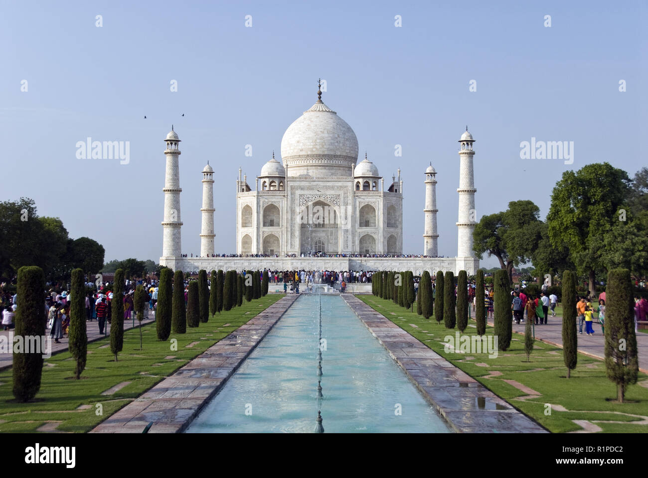The Taj Mahal is a white marble mausoleum in Agra, India built by ...