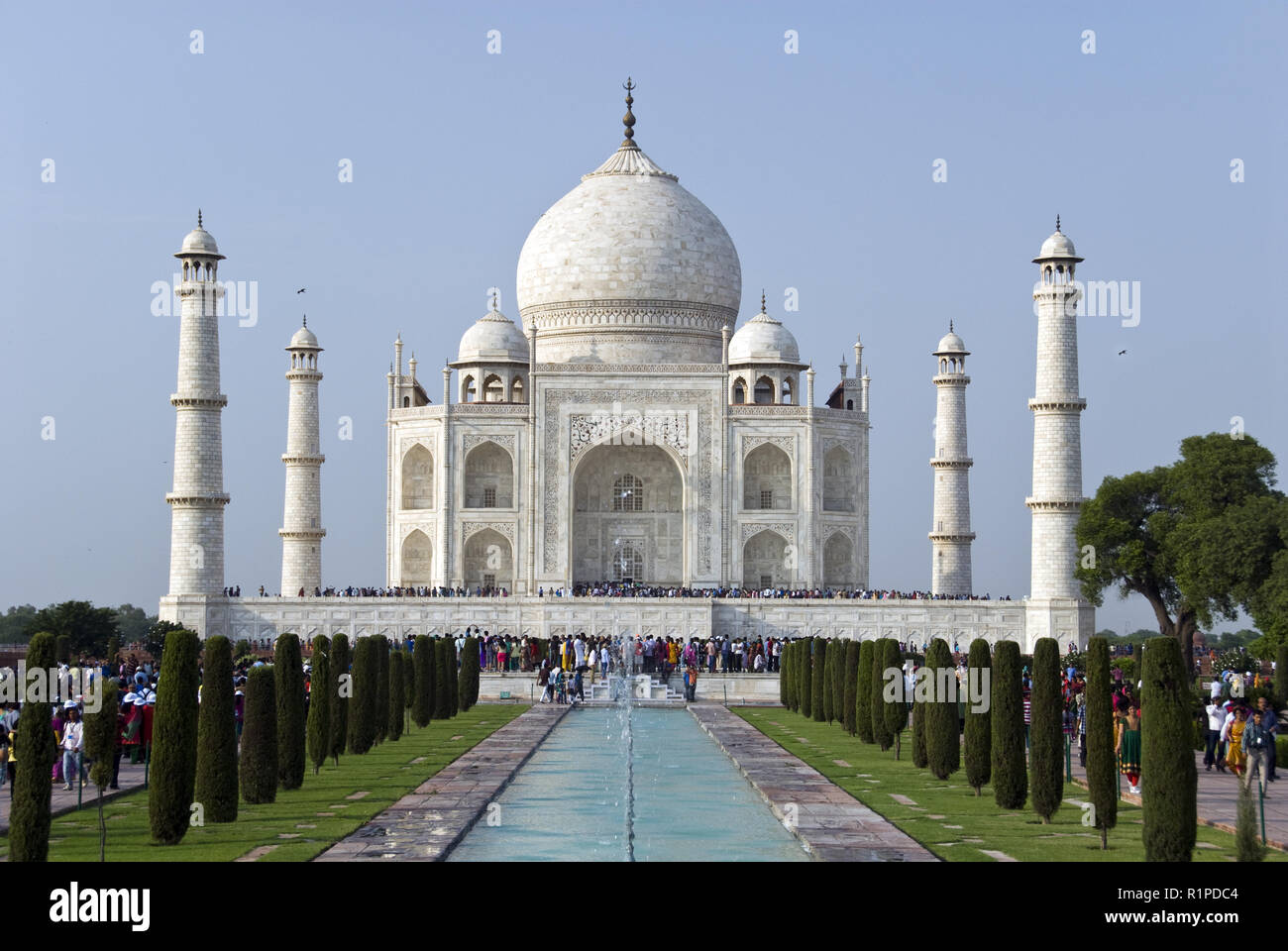 The Taj Mahal is a white marble mausoleum in Agra, India built by ...