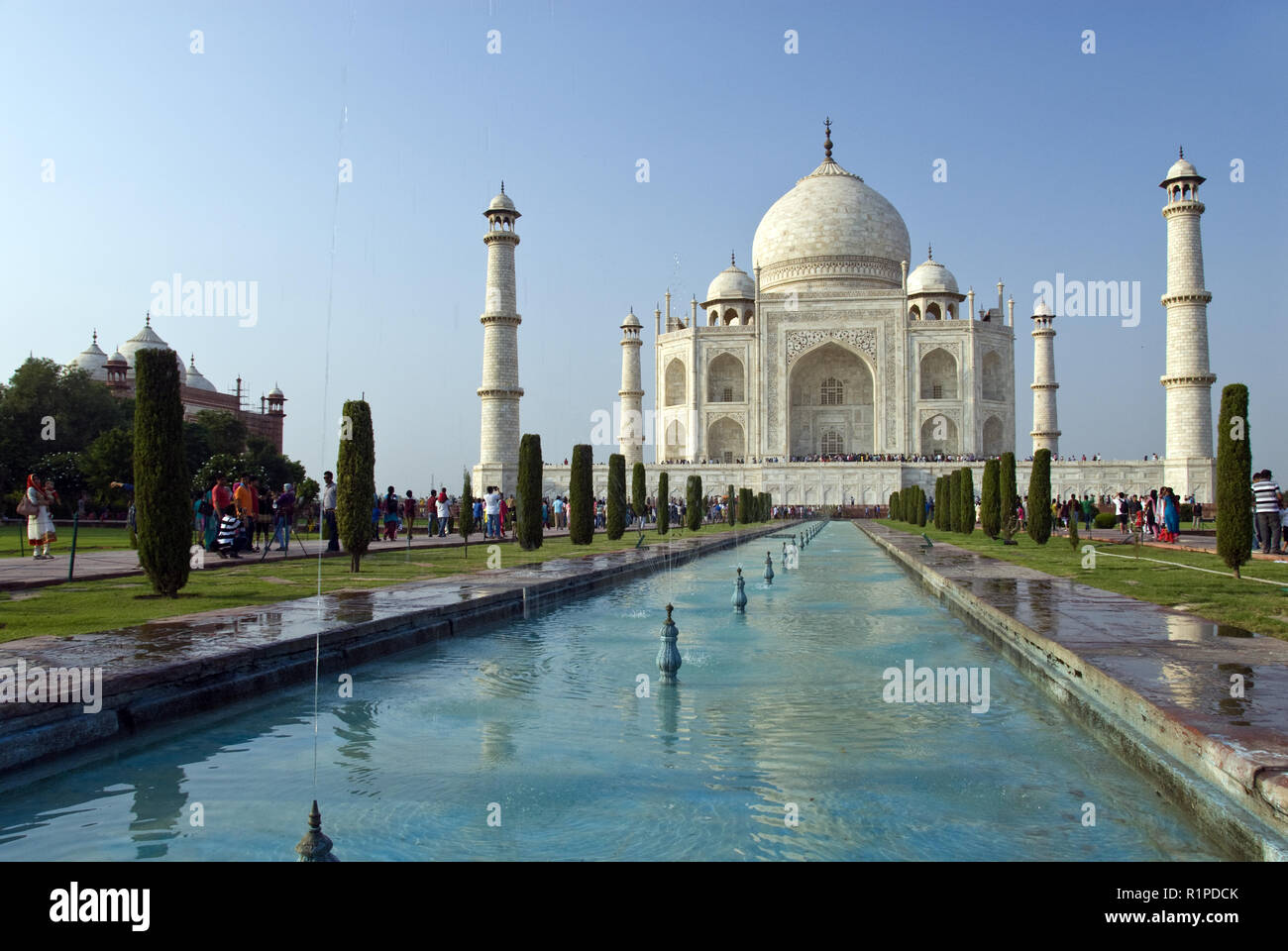 The Taj Mahal is a white marble mausoleum in Agra, India built by ...