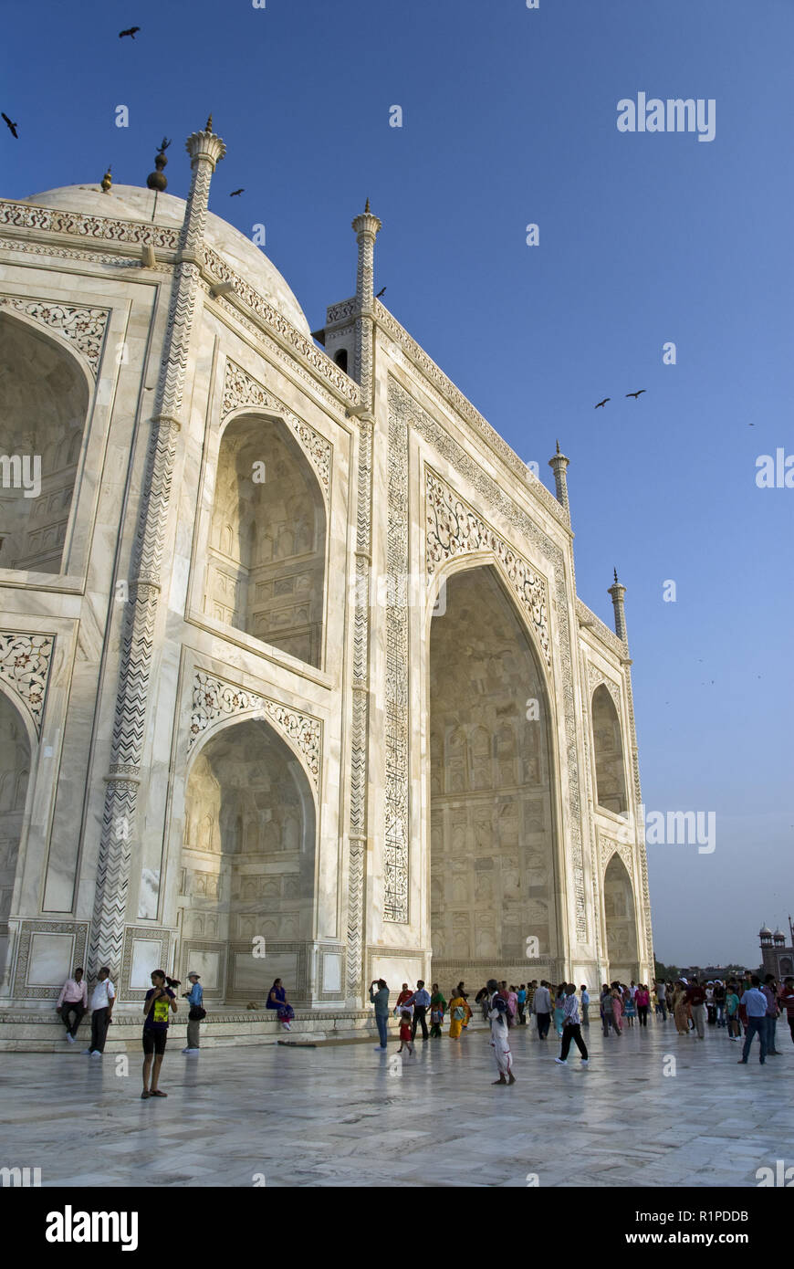 Indians visit the Taj Mahal is a white marble mausoleum in Agra, India ...