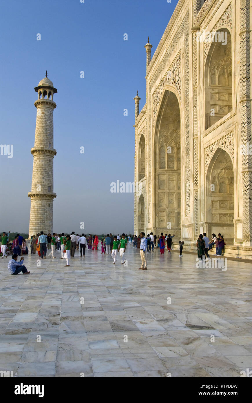 Indians visit the Taj Mahal, a white marble mausoleum in Agra, India ...