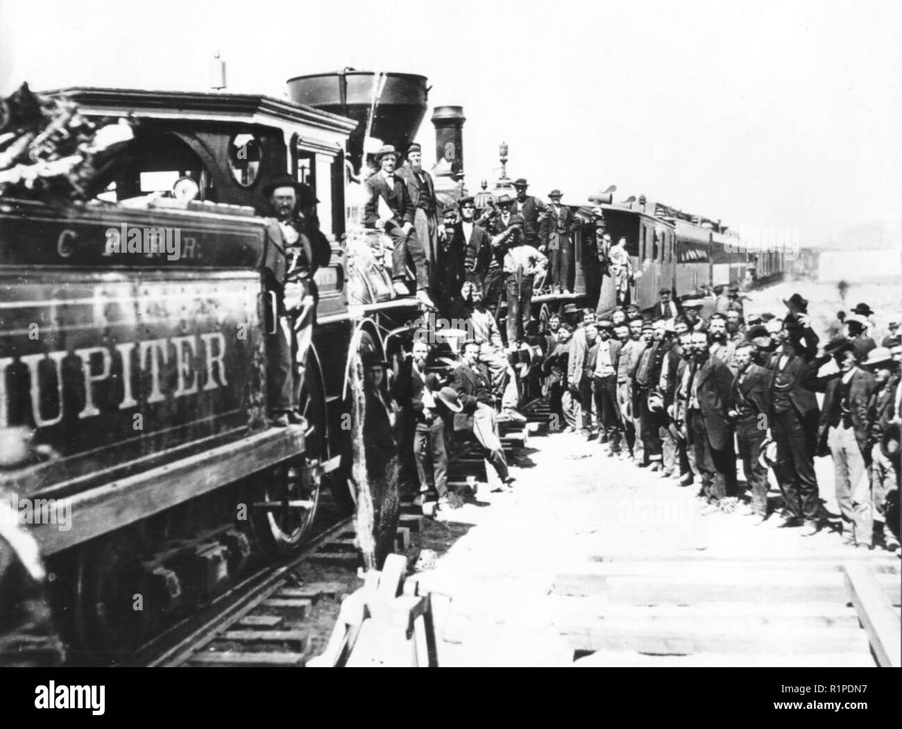 Transcontinental railroad completion Black and White Stock Photos ...