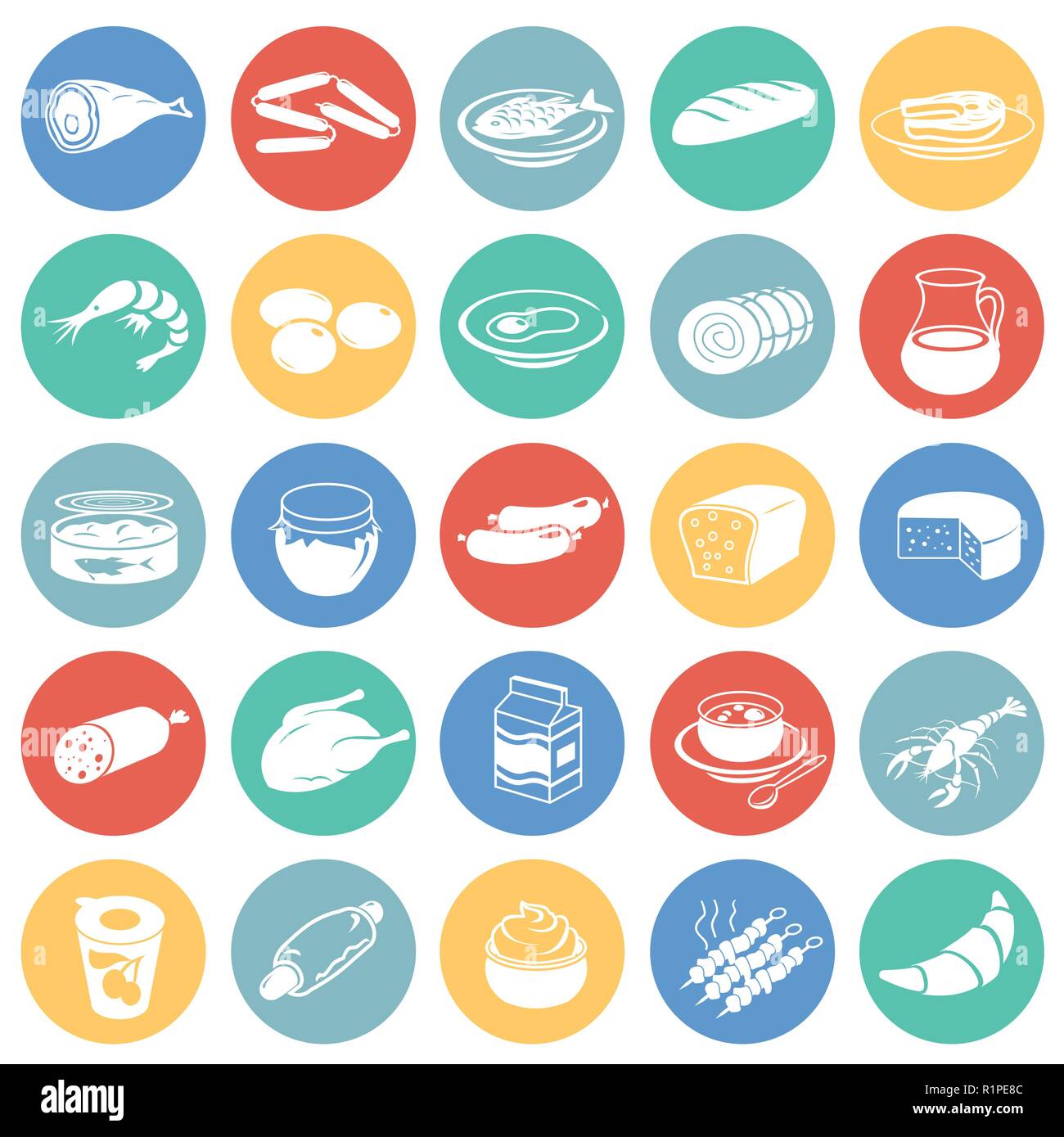 Food set on color circles background Stock Vector Image & Art - Alamy