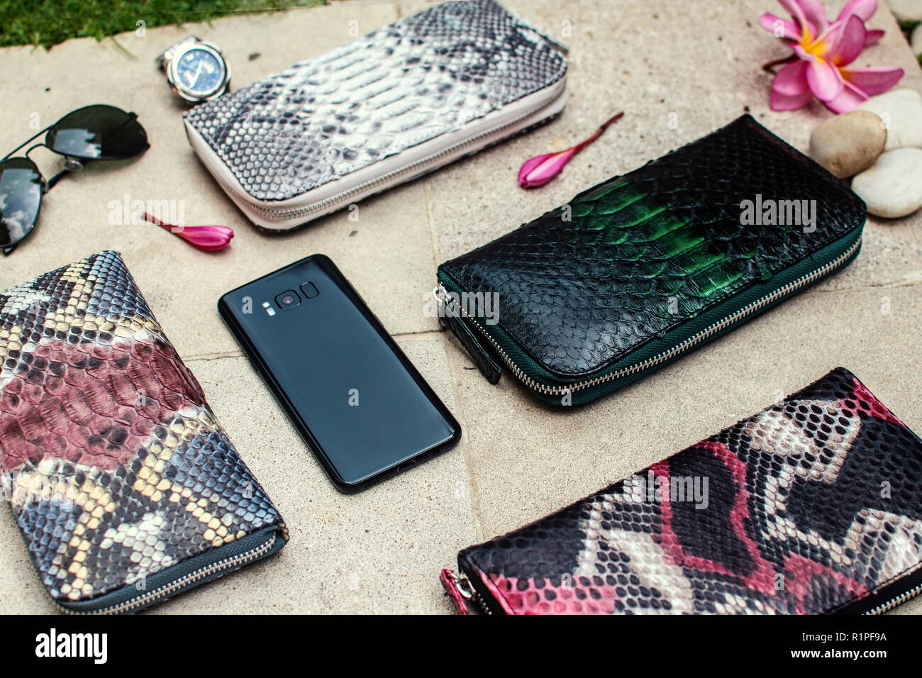 Exotic and luxury set of hand made leather wallet .Multi colored ...