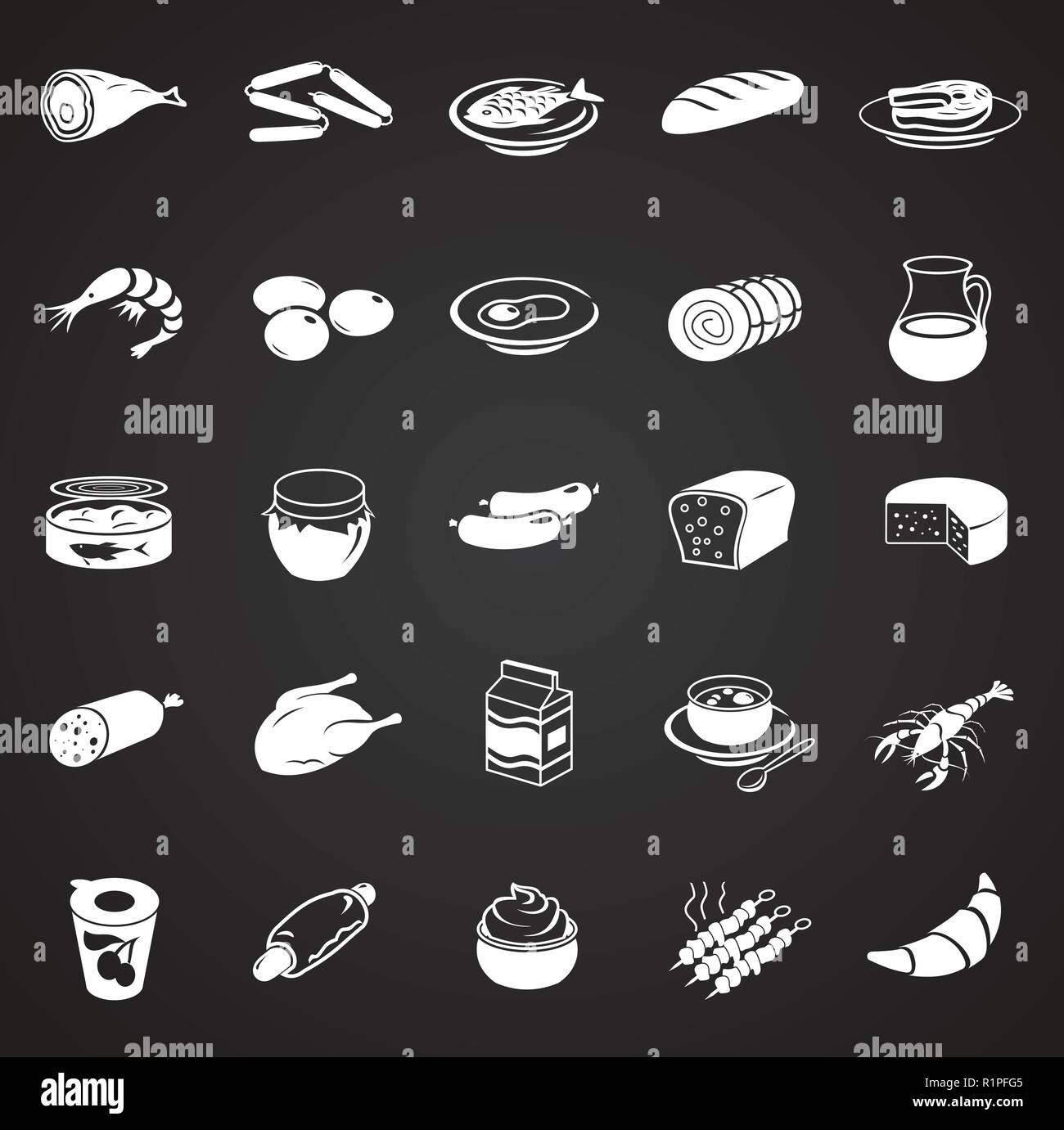 Food set on black background icons Stock Vector Image & Art - Alamy
