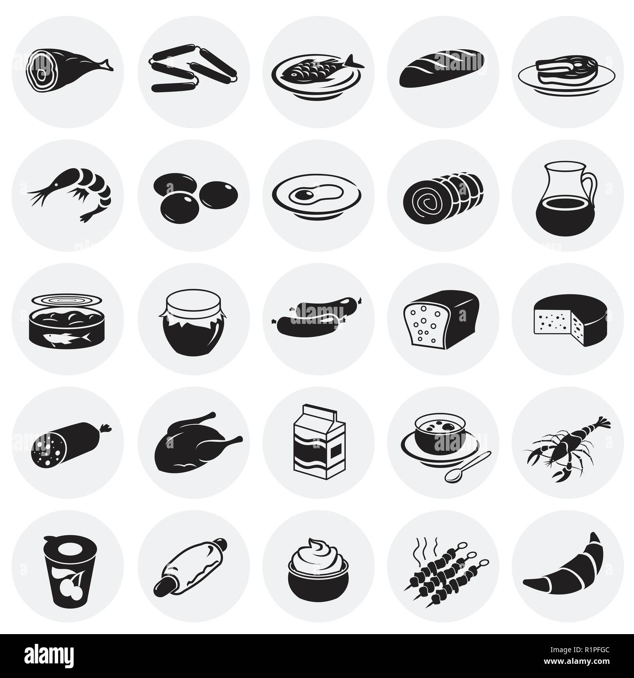 Food set on circles background icons Stock Vector Image & Art - Alamy