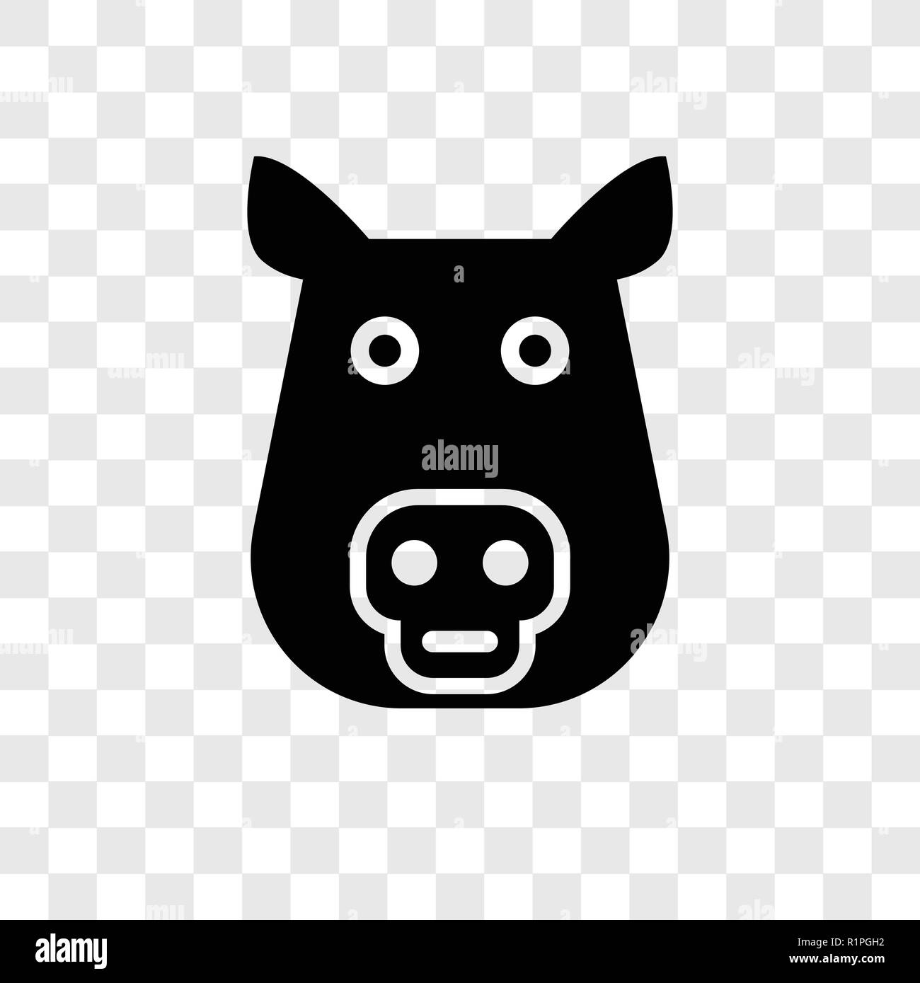 Pig vector icon isolated on transparent background, Pig transparency ...