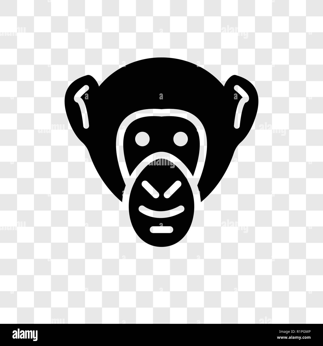 Chimpanzee vector icon isolated on transparent background, Chimpanzee ...