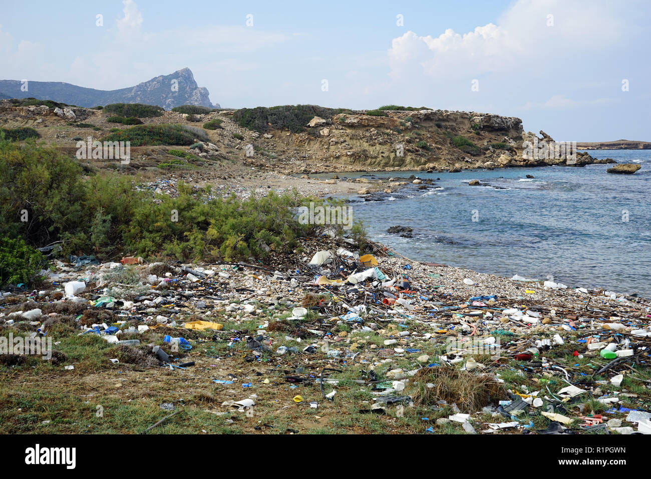 Pollution on the beach of North Cyprus Stock Photo - Alamy