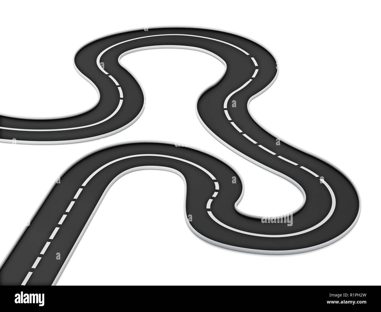 Curved road isolated on white background. 3D illustration Stock Photo ...