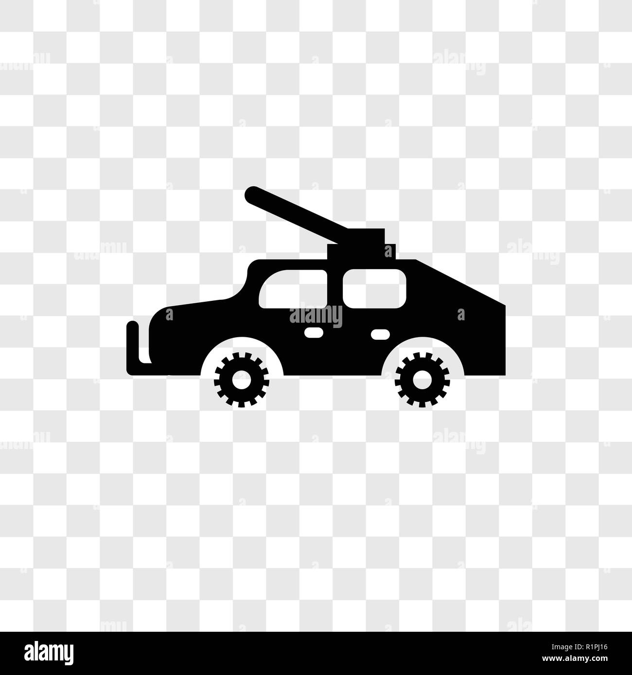 Military vehicle vector icon isolated on transparent background ...