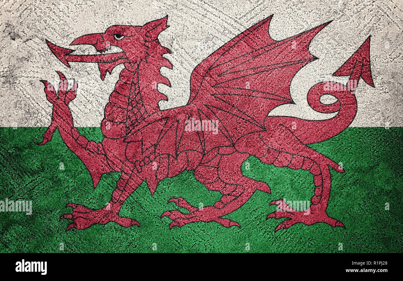 Grunge Welsh flag. Welsh flag with grunge texture Stock Photo - Alamy
