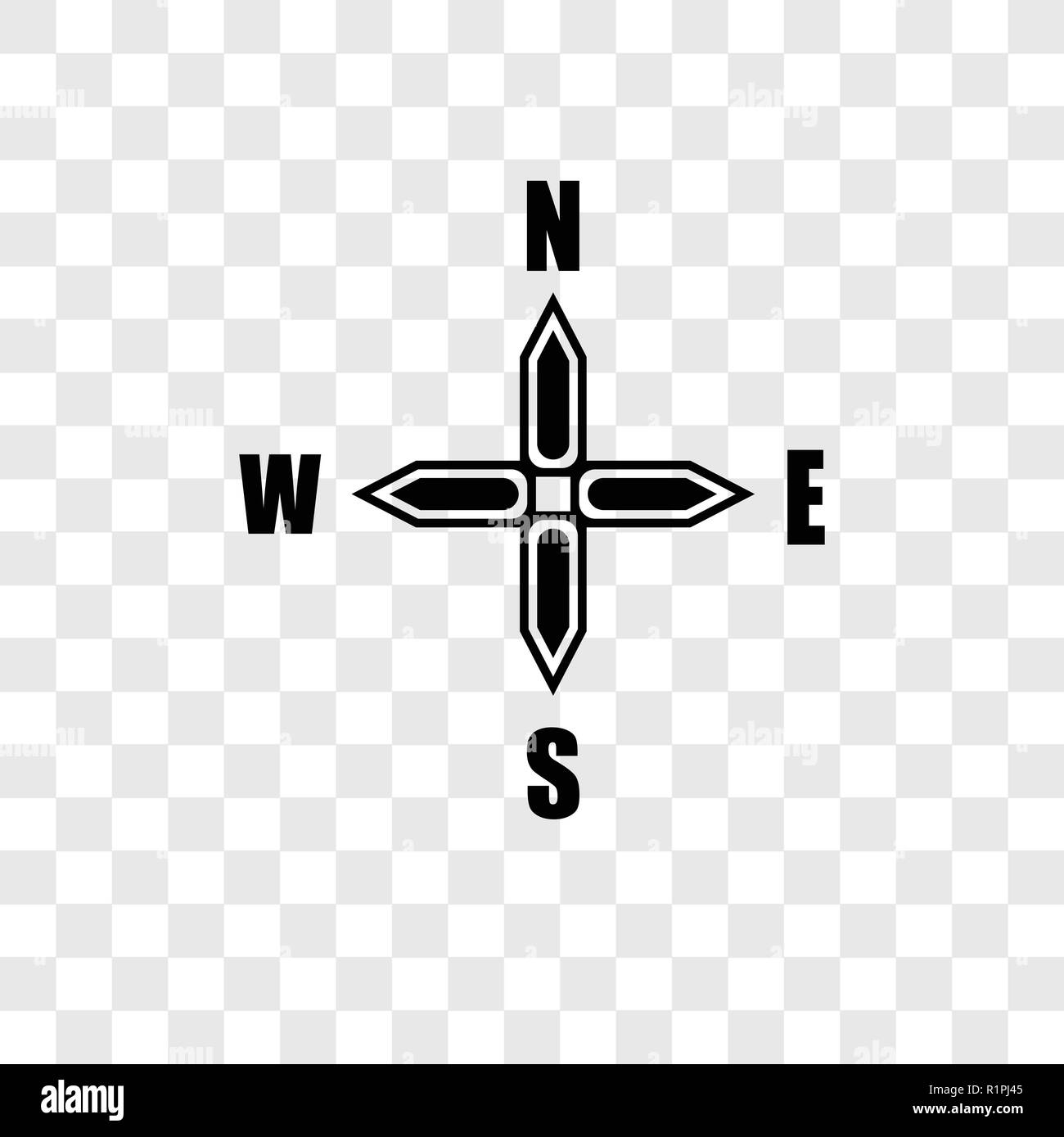 Cardinal points on winds star vector icon isolated on transparent ...