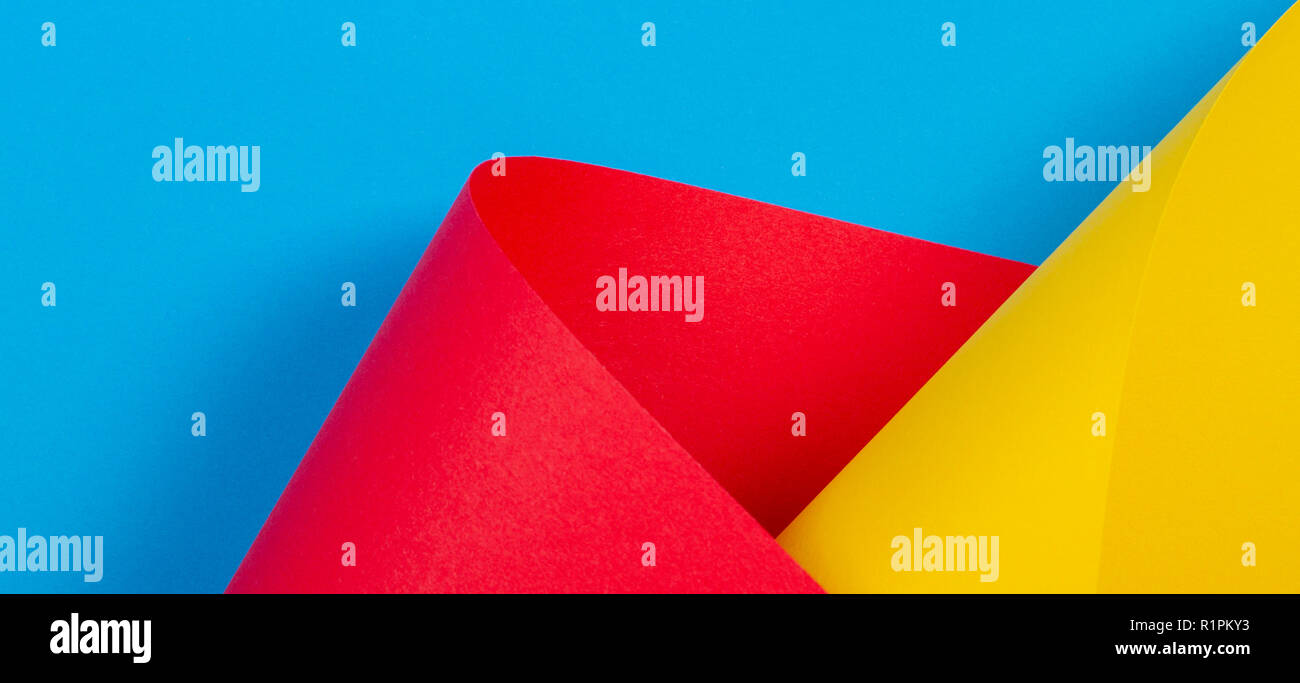 Abstract colorful background. Yellow red blue color paper in geometric ...