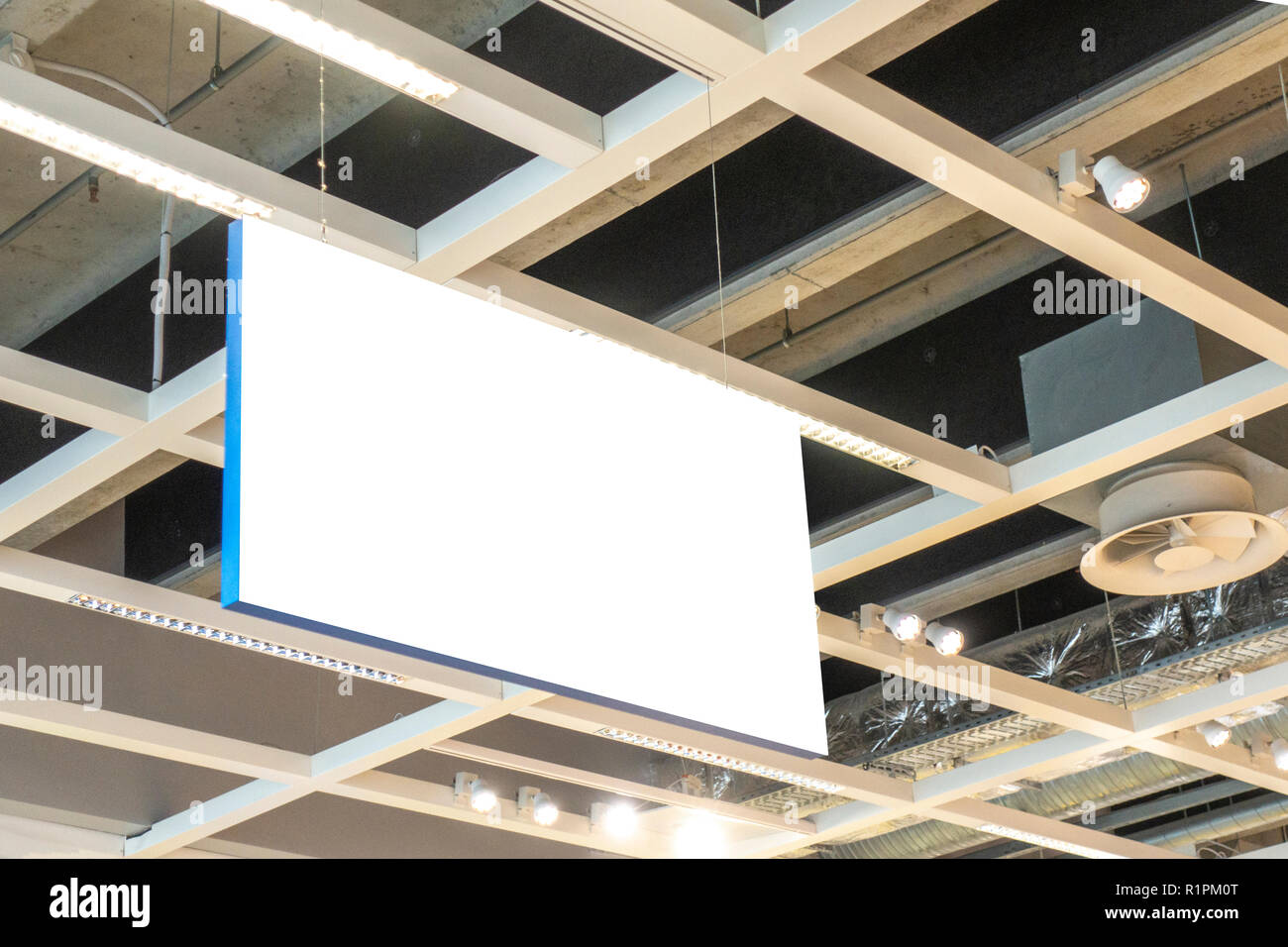 Mock up. Horizontal rectangular white empty signage, information board ...